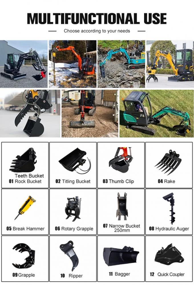 Toros 3.5 Ton Mini Excavator With Kubota Engine Micro Digger Mult ...
